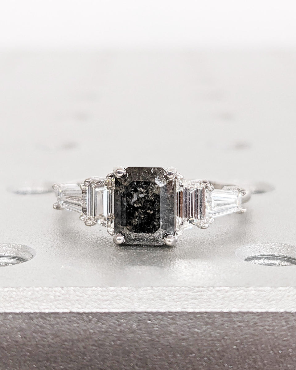 Unique Emerald cut Black Diamond Engagement Ring | 1ct, 2 Carat Raw Sa – Braverman Oren