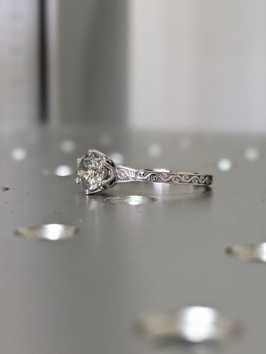 Light Raw Salt and Pepper Diamond Rose /White /Yellow Gold Engagement – Braverman Oren