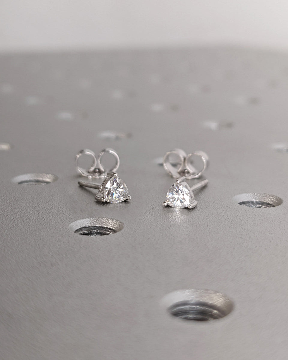 Colorless Diamond Stud Earrings • Raw Crystal Earrings • Bohemian Gems ...
