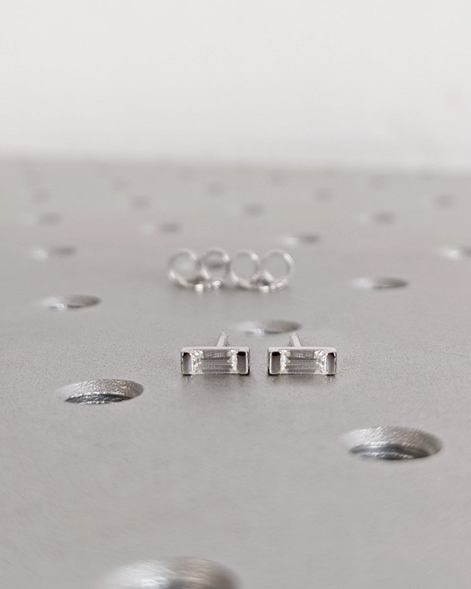 Colorless Diamond Stud Earrings • Raw Crystal Earrings • Bohemian Gems ...