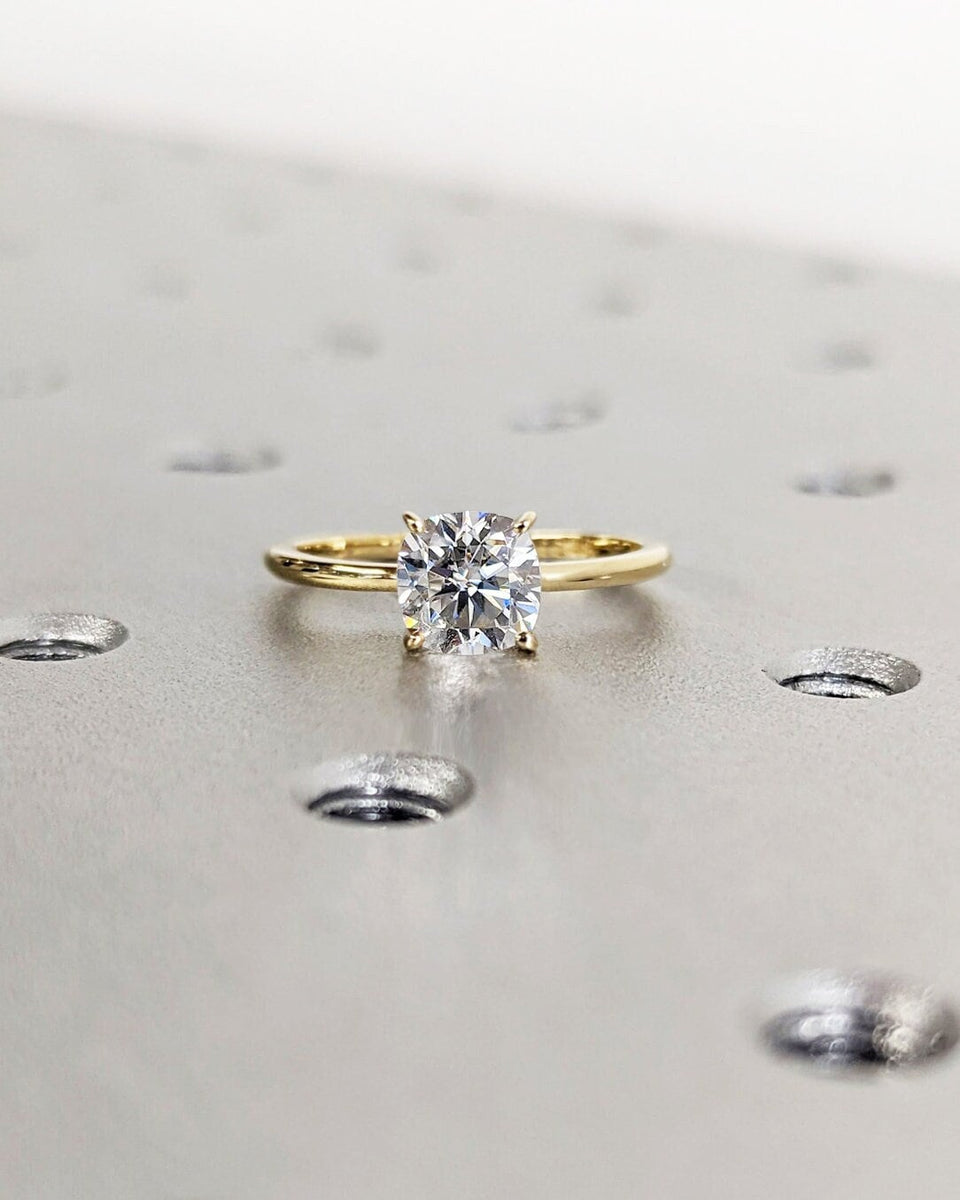 Cushion Cut Moissanite Engagement Ring, 4 Prong Ring, Solitaire Cushio ...