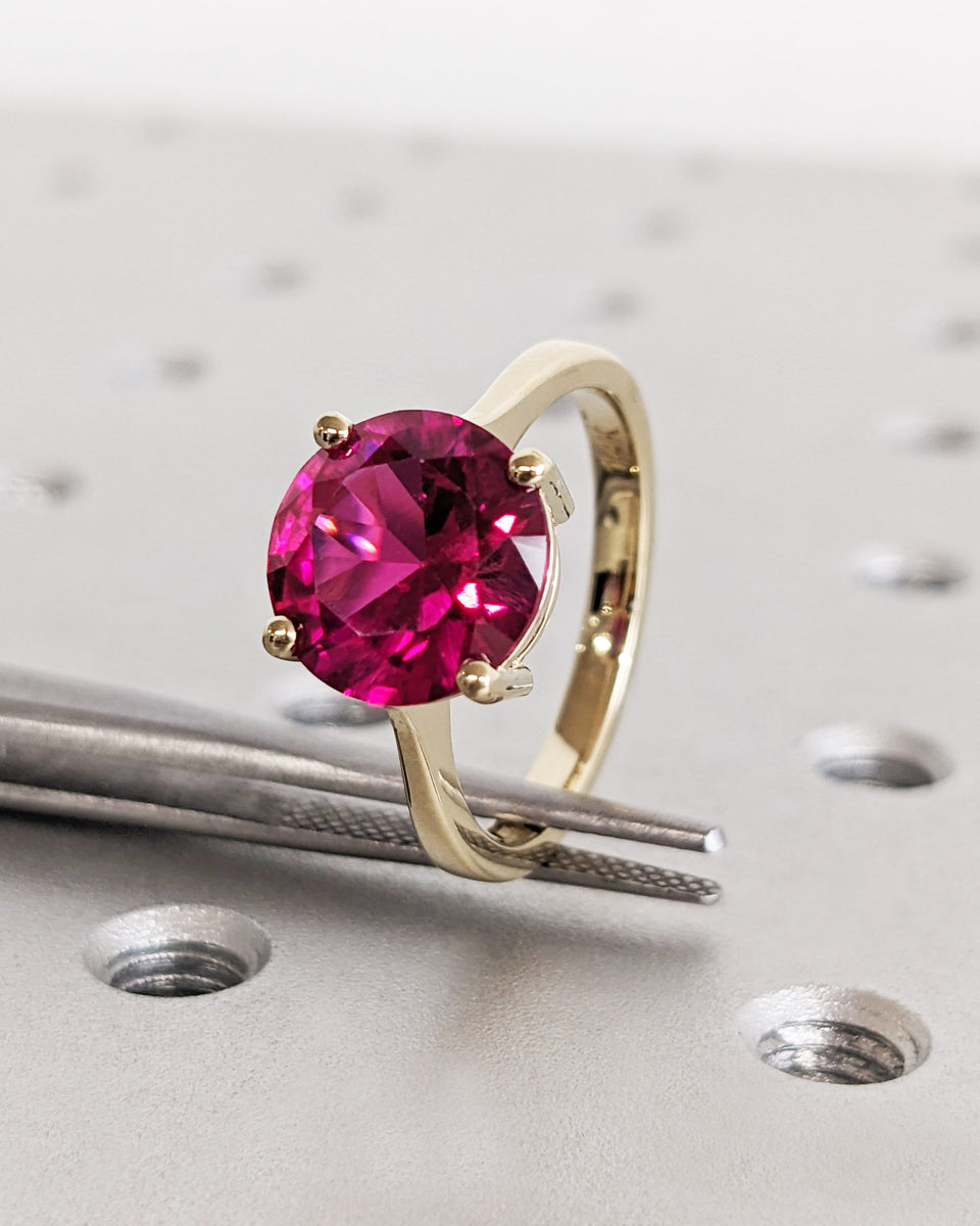 Ruby Ring, Unique Engagement Ring, Solitaire Ring, Round Ruby Ring, Ru ...