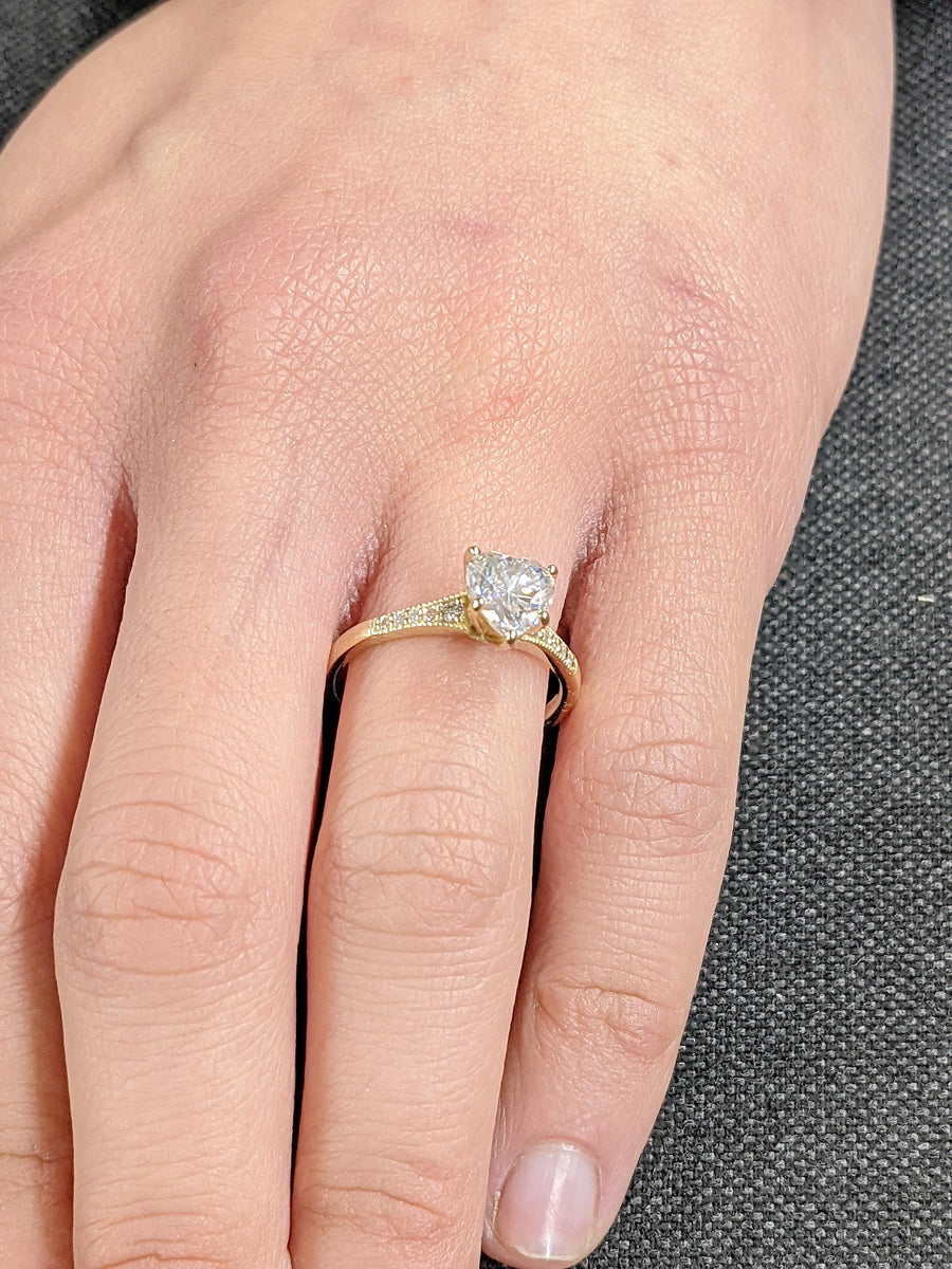 Heart Engagement Ring, Infinity Heart Ring with Fitted 14K Yellow Gold ...