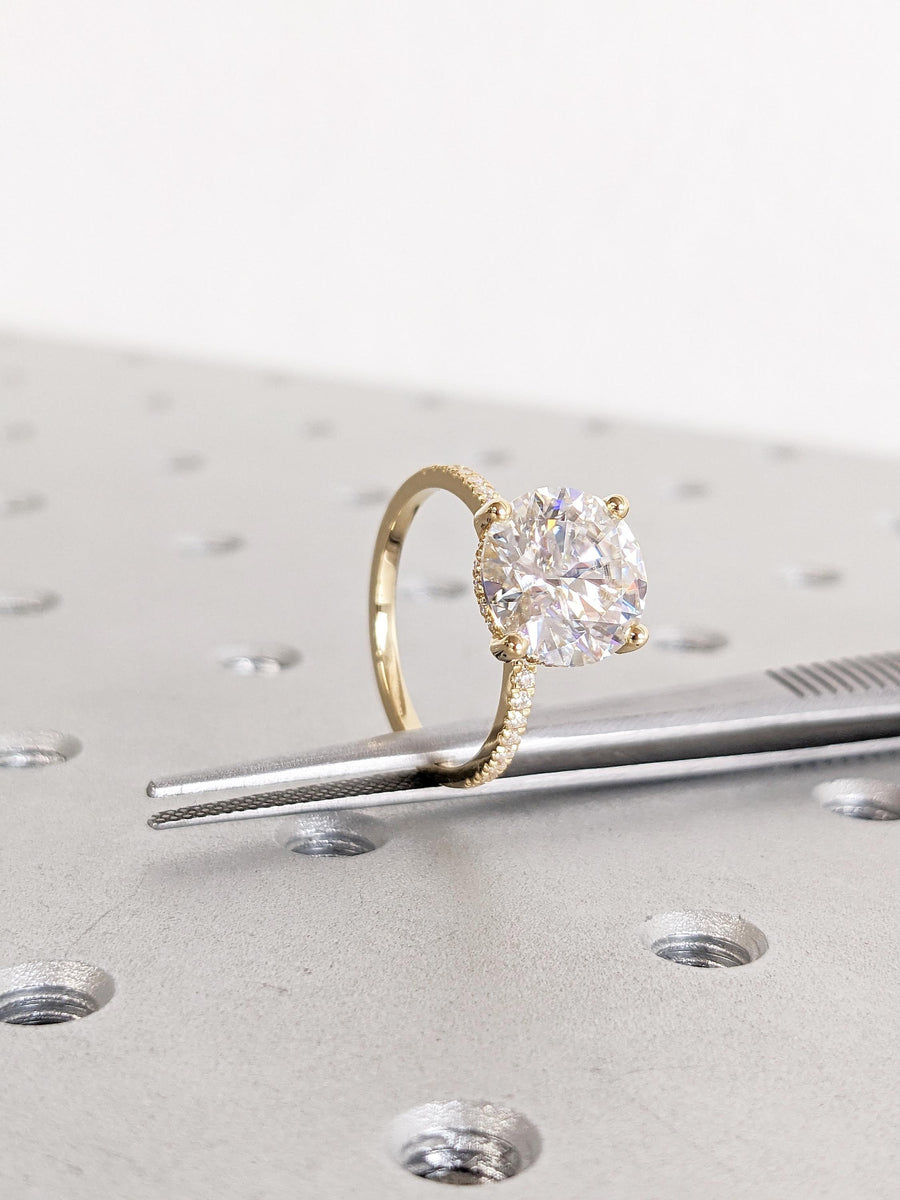 0.5-4ct Hidden Hallow Moissanite Promise Ring, Round Cut Half Eternity ...