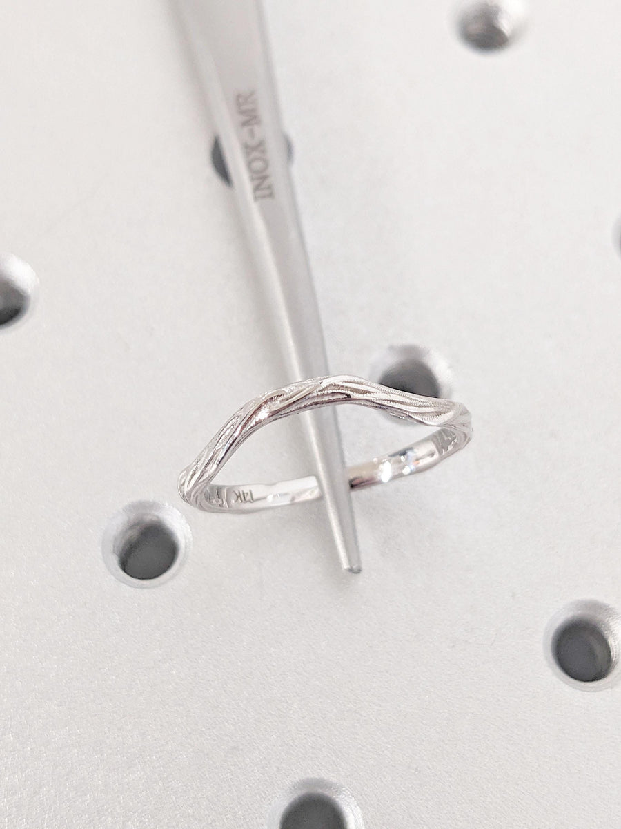 14K Gold Tree Bark Bands | White Gold Tree Wedding Rings | Nature Insp ...