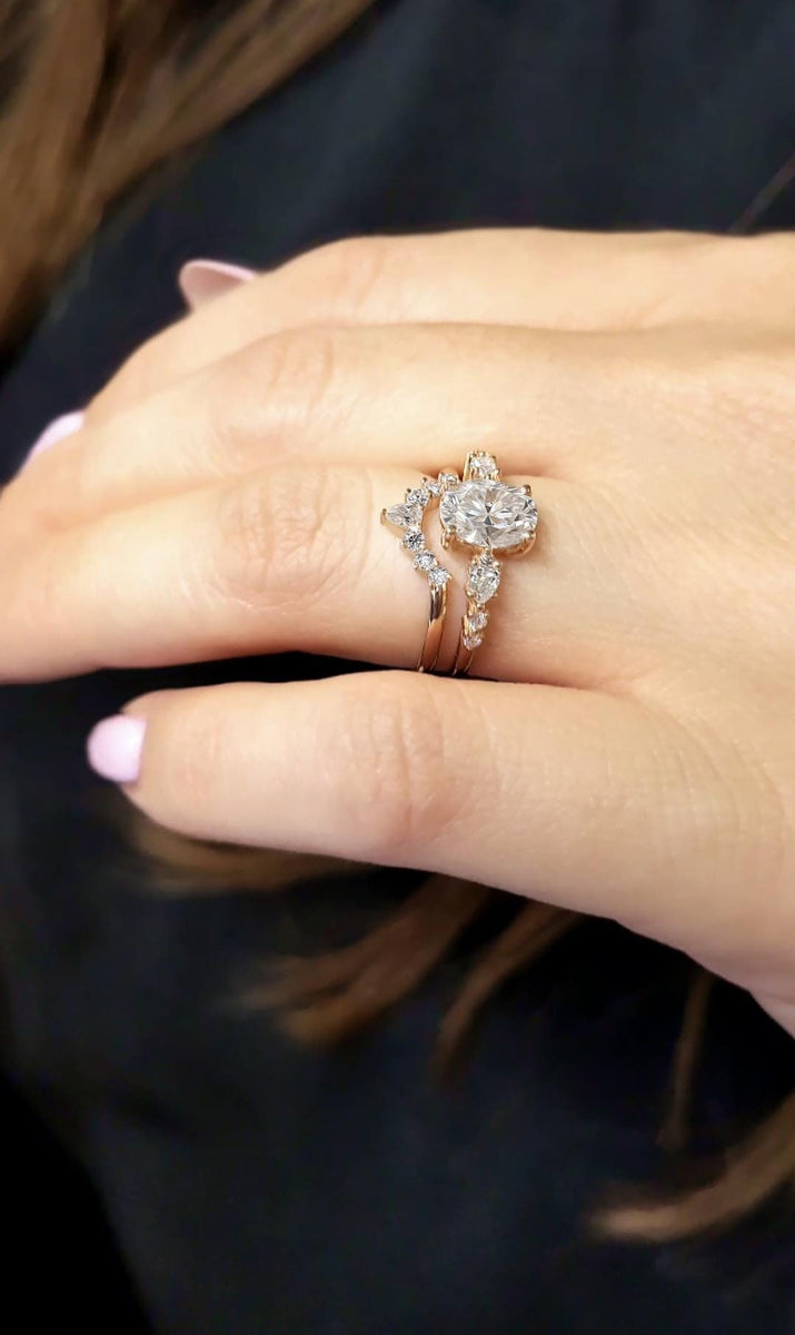 Vintage Unique Rose Gold Promise Ring Women Marquise Cluster Set | Lab ...