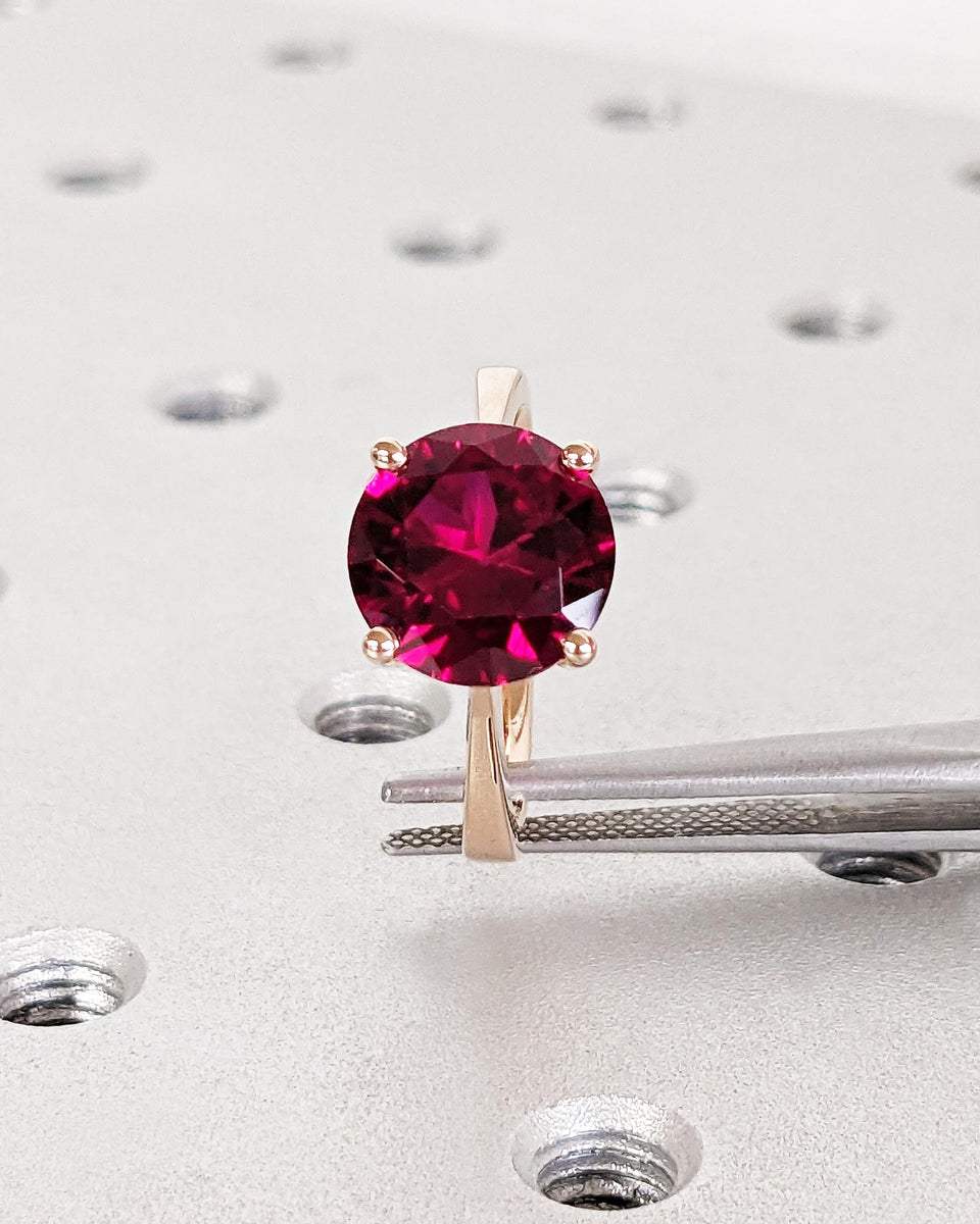 Ruby Ring, Unique Engagement Ring, Solitaire Ring, Round Ruby Ring, Ru ...