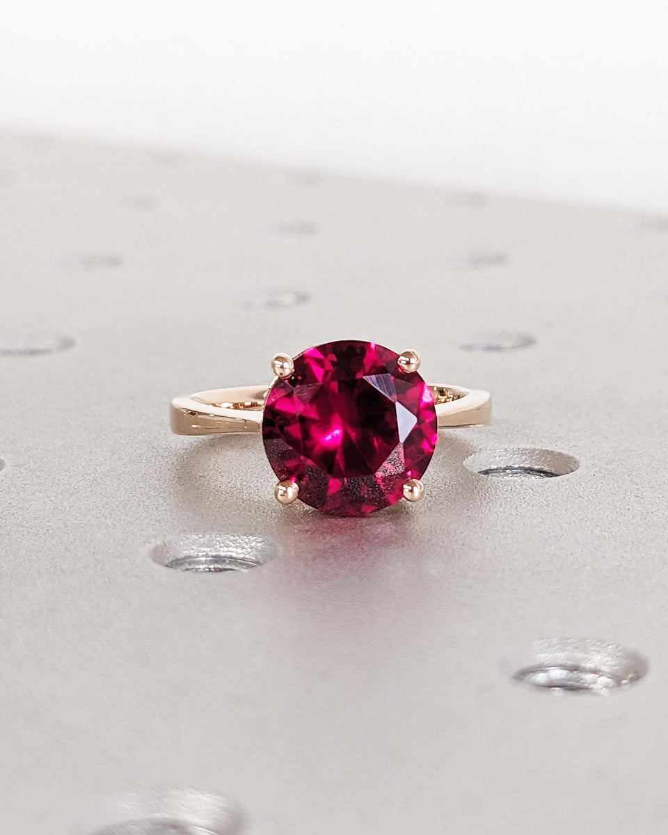 Ruby Ring, Unique Engagement Ring, Solitaire Ring, Round Ruby Ring, Ru ...