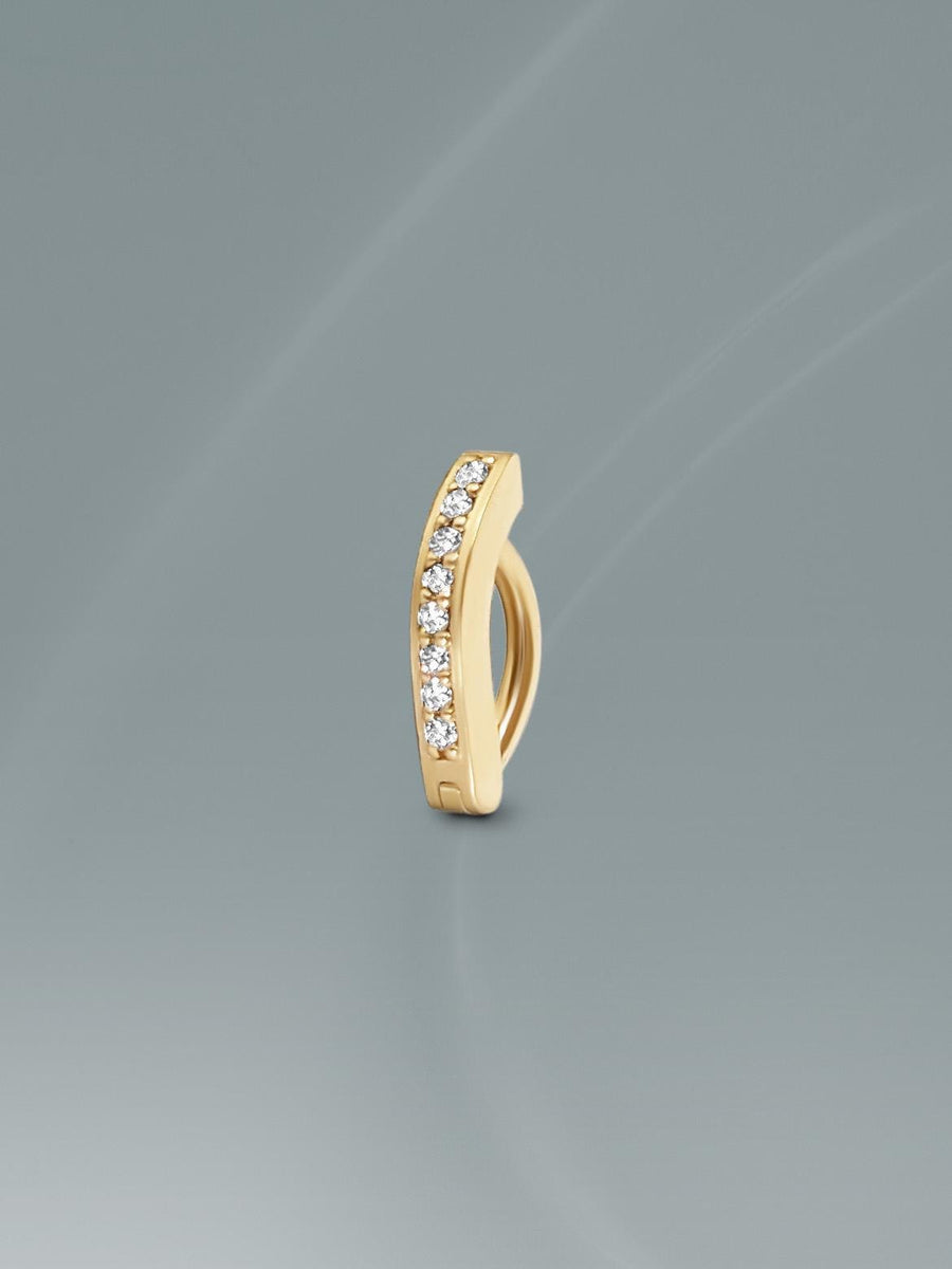 18K Gold Naval Ring, White Diamond Belly Button Clicker, Body Piercing ...