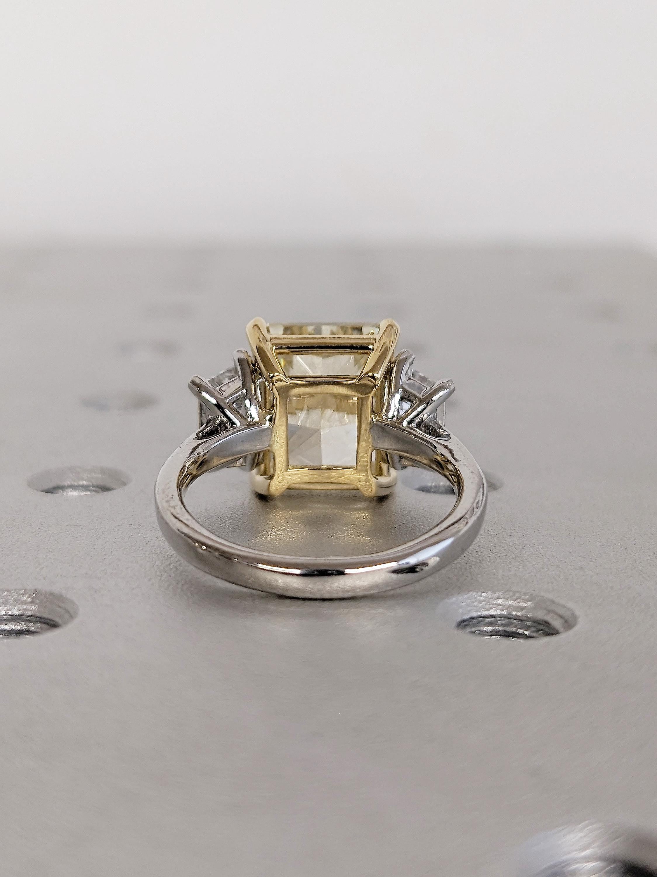 Radiant Cut Engagement Ring, Art Deco Three Stone Diamond Ring, Yellow ...