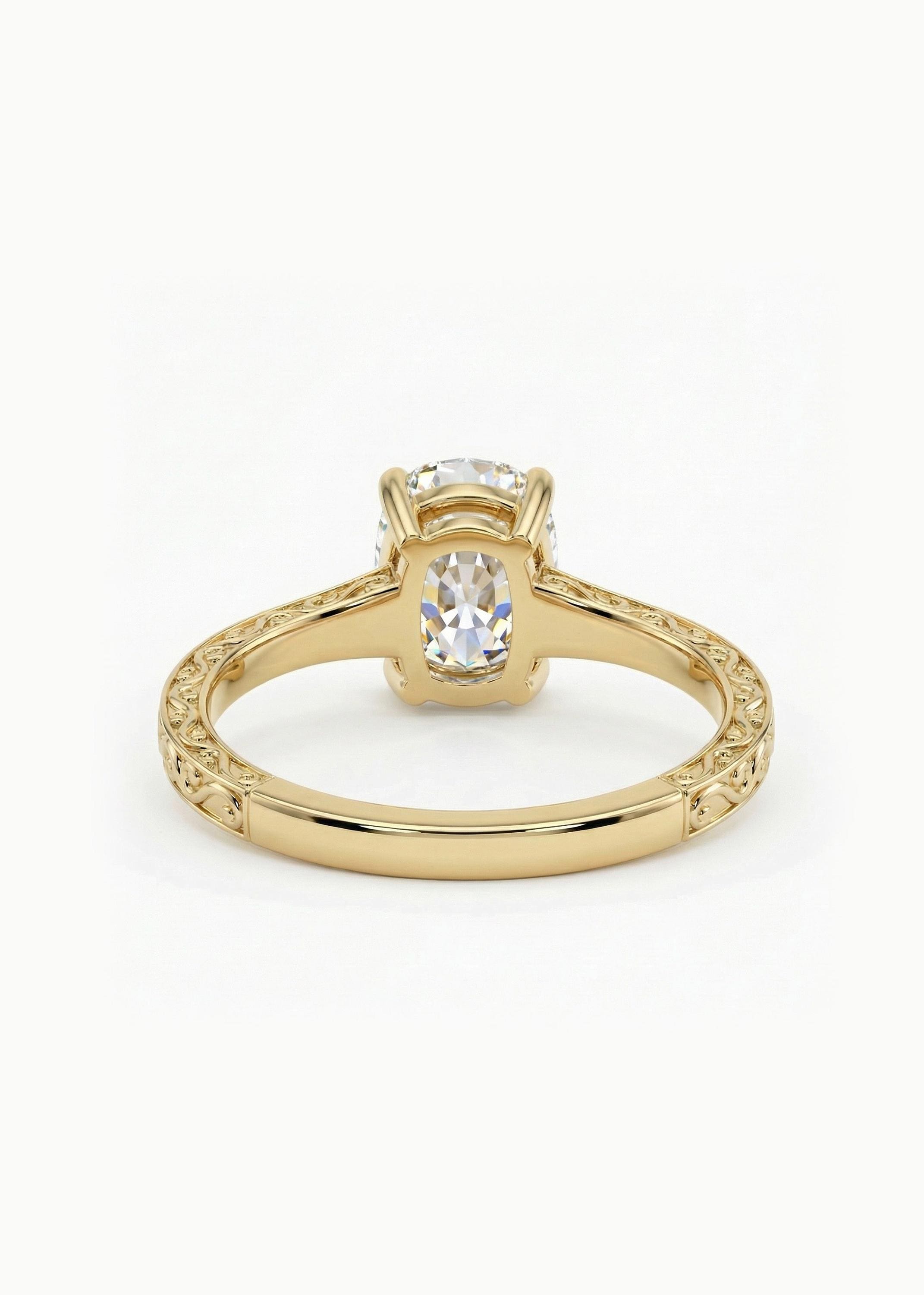 Solid Gold or Platinum Antique Old Mine cut VVS Moissanite Engagement ...