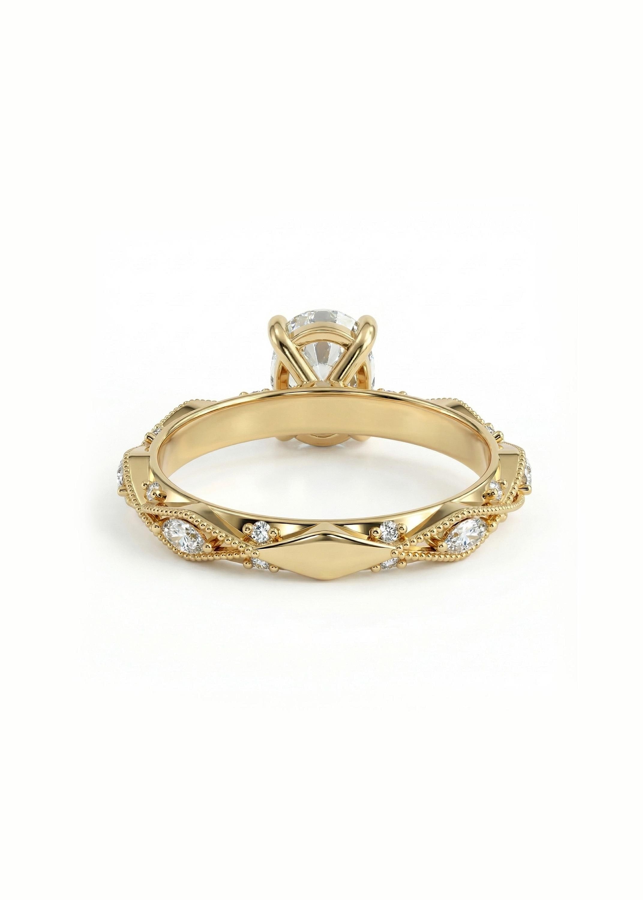 Old Mine Cut Antique Cushion Cut Moissanite Engagement Ring | 1-4 CT E ...