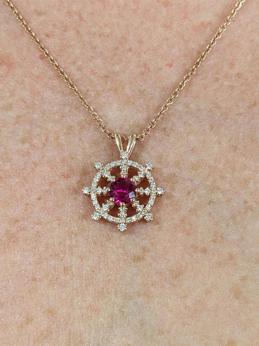 14k/18k Solid Gold Chain Necklace for Women: Red Lab Ruby and Diamond ...