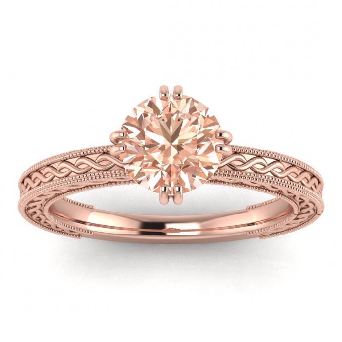 14k Rose Gold Verena Infinity East West Morganite Ring, Unique Prongs ...