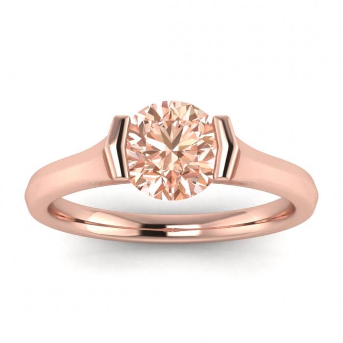14k Rose Gold Rin Knife Edged Morganite Solitaire Ring; Knife Edged, T ...