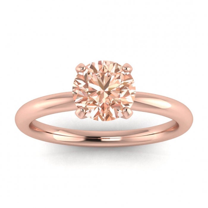14k Rose Gold Maja Classic Morganite Solitaire Ring; Classic Petite Ba ...