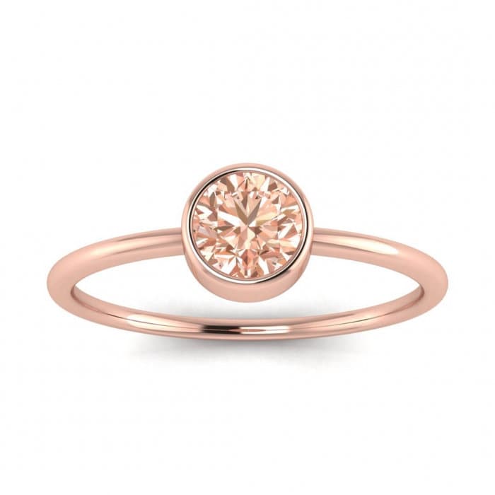 14k Rose Gold Odette Bezel Morganite And Diamond Engagement Ring; Thin ...
