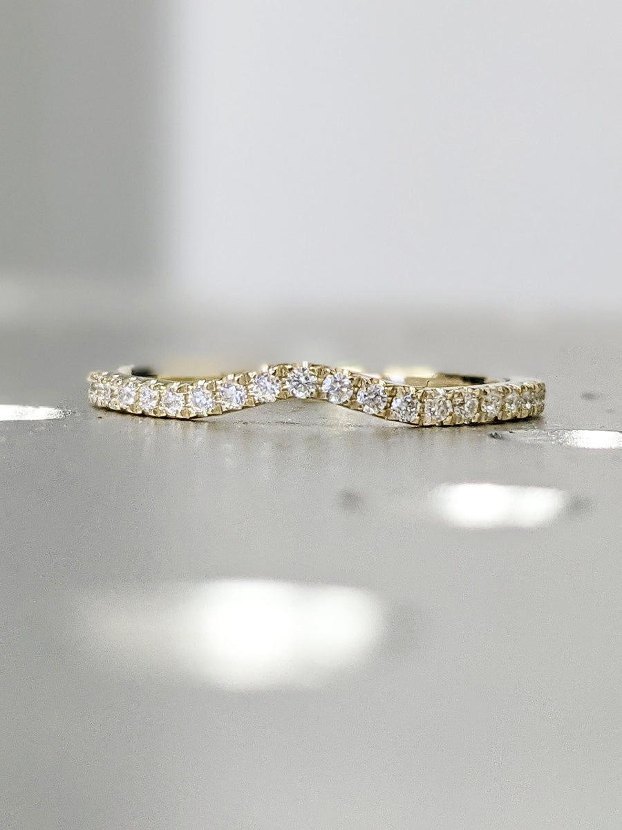 Curved Diamond Eternity Ring / 14k Gold Half Eternity Diamond Ring / H ...
