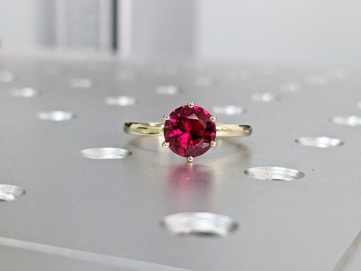 Ruby Ring, Unique Engagement Ring, Solitaire Ring, Round Ruby Ring, Ru ...