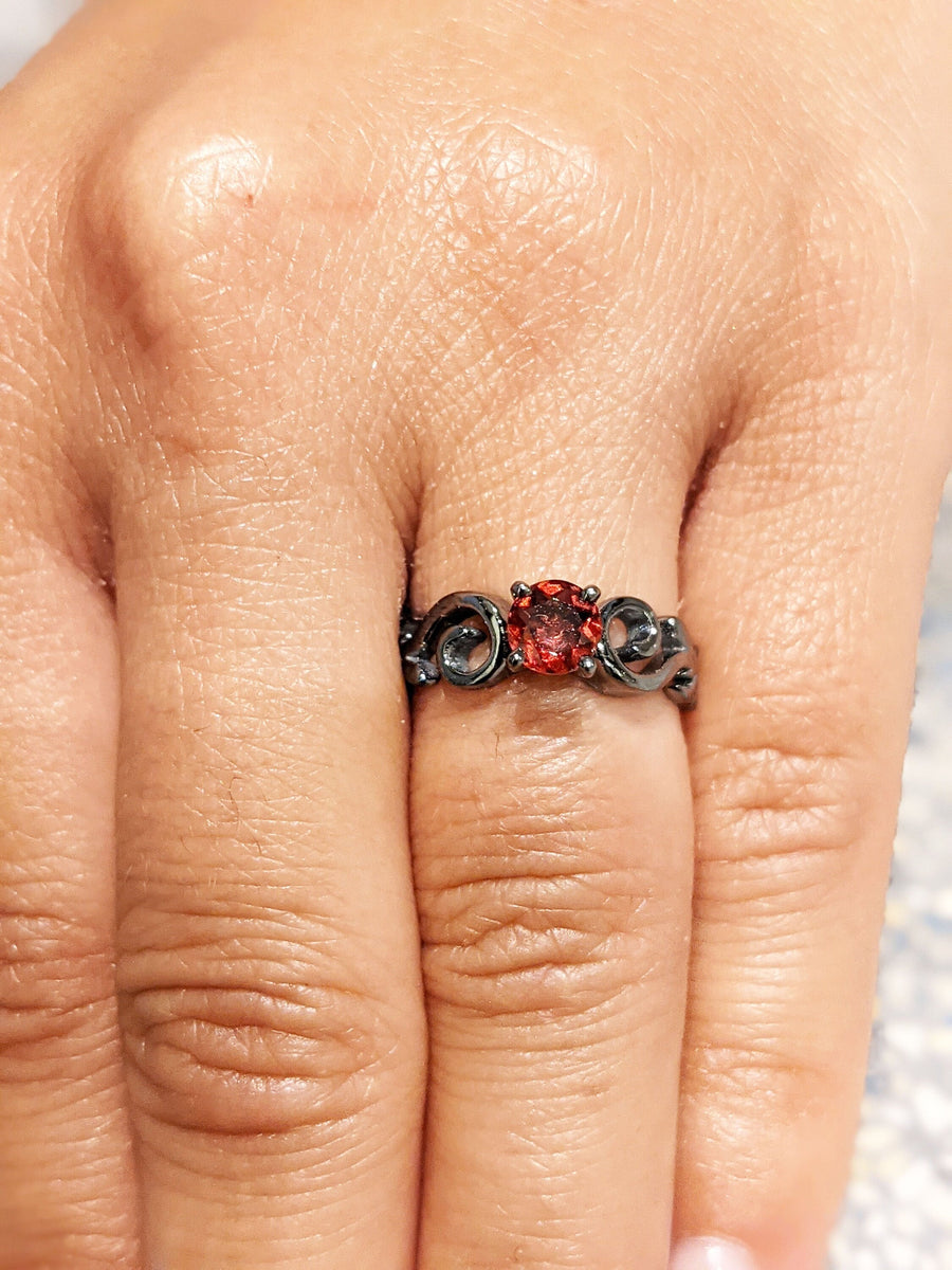 Ruby Ring / Round Ruby Ring / 14k Black Gold Ruby Ring / Vintage Ruby ...