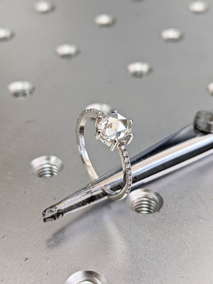 Antique Vintage 1.0 CT Round Rose Cut Colorless Moissanite Engagement ...