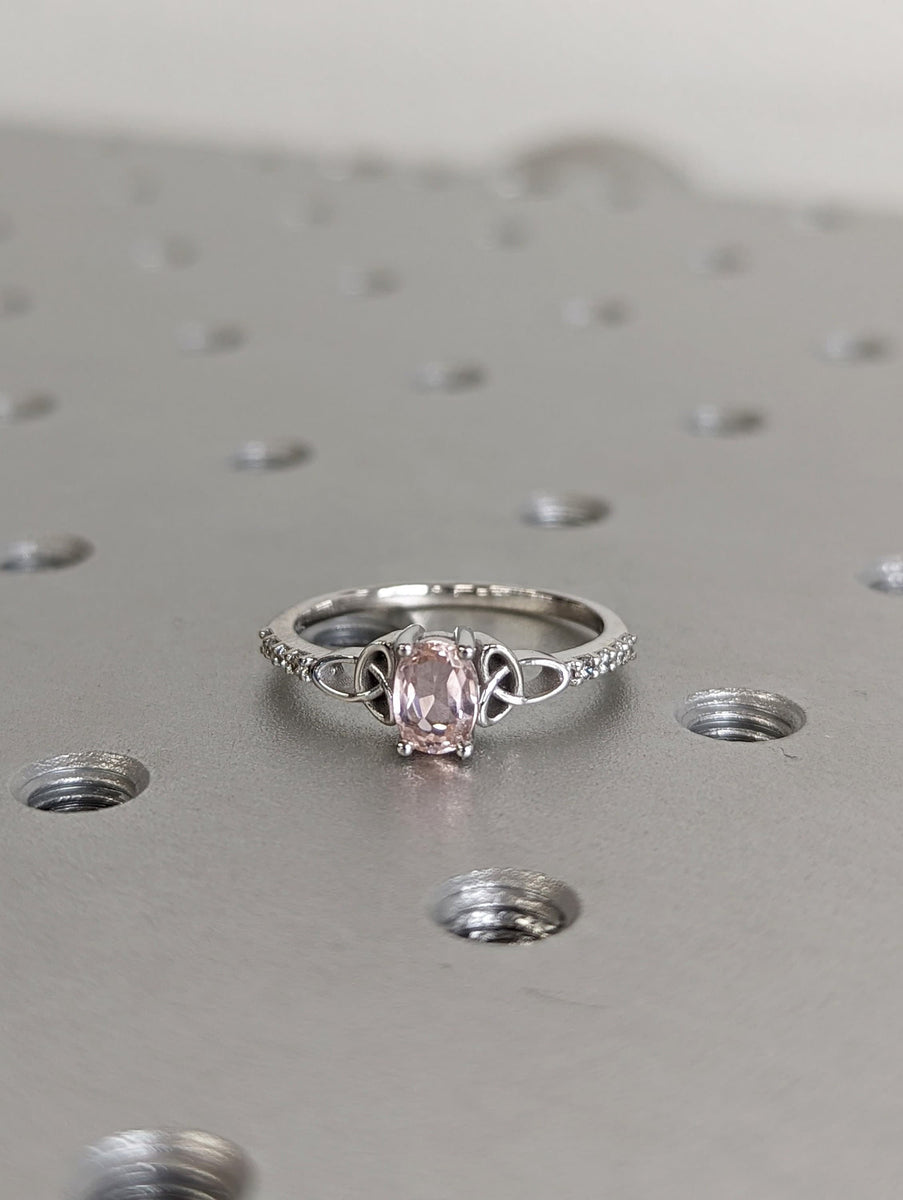 14k Rose Gold Pomme Oval Morganite And Diamond Celtic Ring (1/9 Ct. Tw ...
