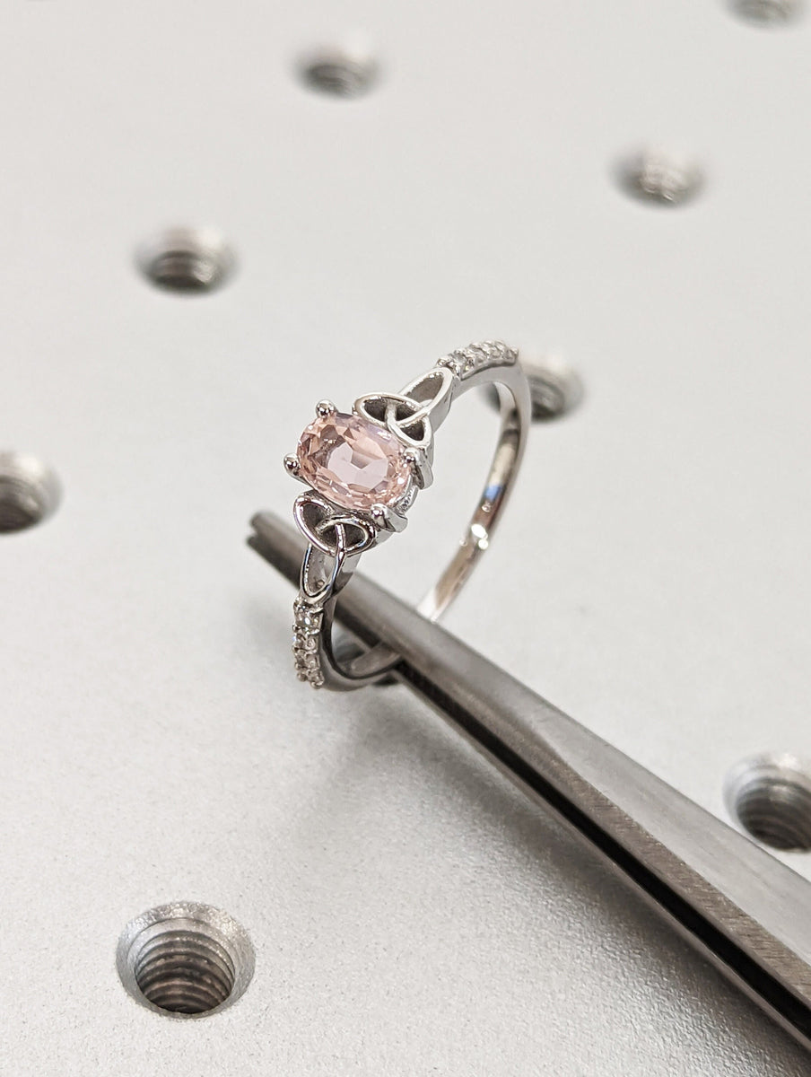 14k Rose Gold Pomme Oval Morganite And Diamond Celtic Ring (1/9 Ct. Tw ...
