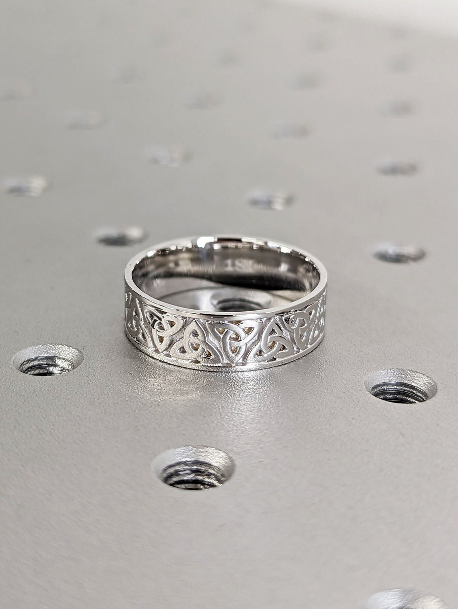 Celtic white gold wedding band antique style, 6.5mm unique celtic ring ...