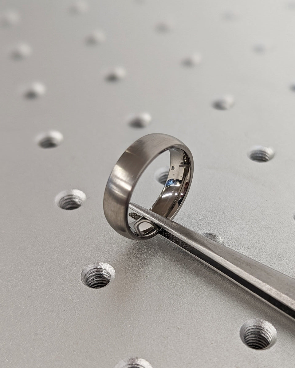 Minimalist titanium ring - Industrial modern ring - Brushed finish - W ...