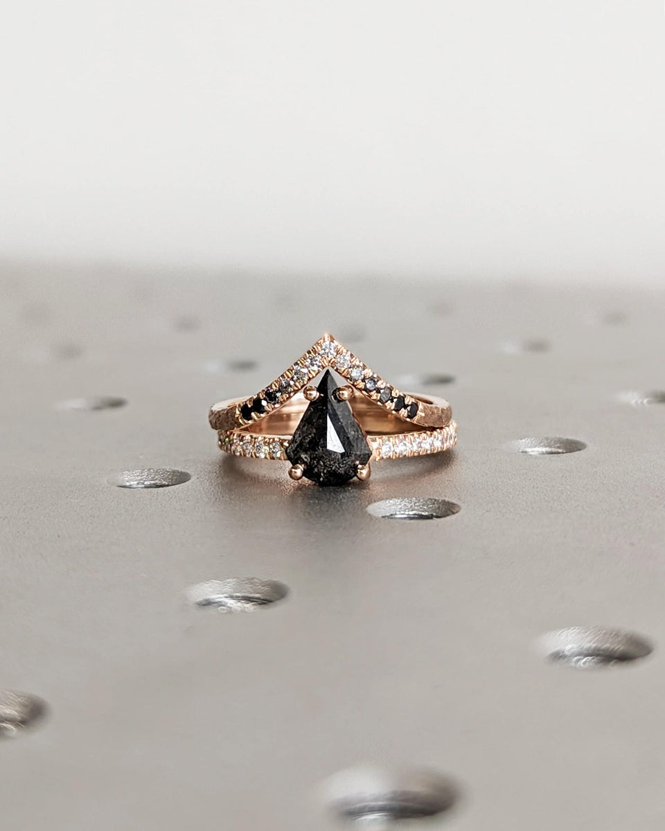 Raw Diamond Fan Cut Diamond, Salt and Pepper, Unique Engagement Ring ...