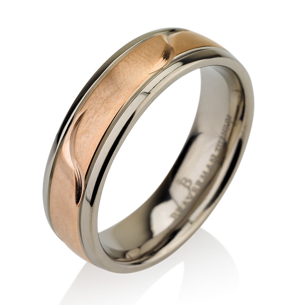 14k Rose Gold Plate Delicate Ring Brushed Titanium Band, Titanium Wedd ...